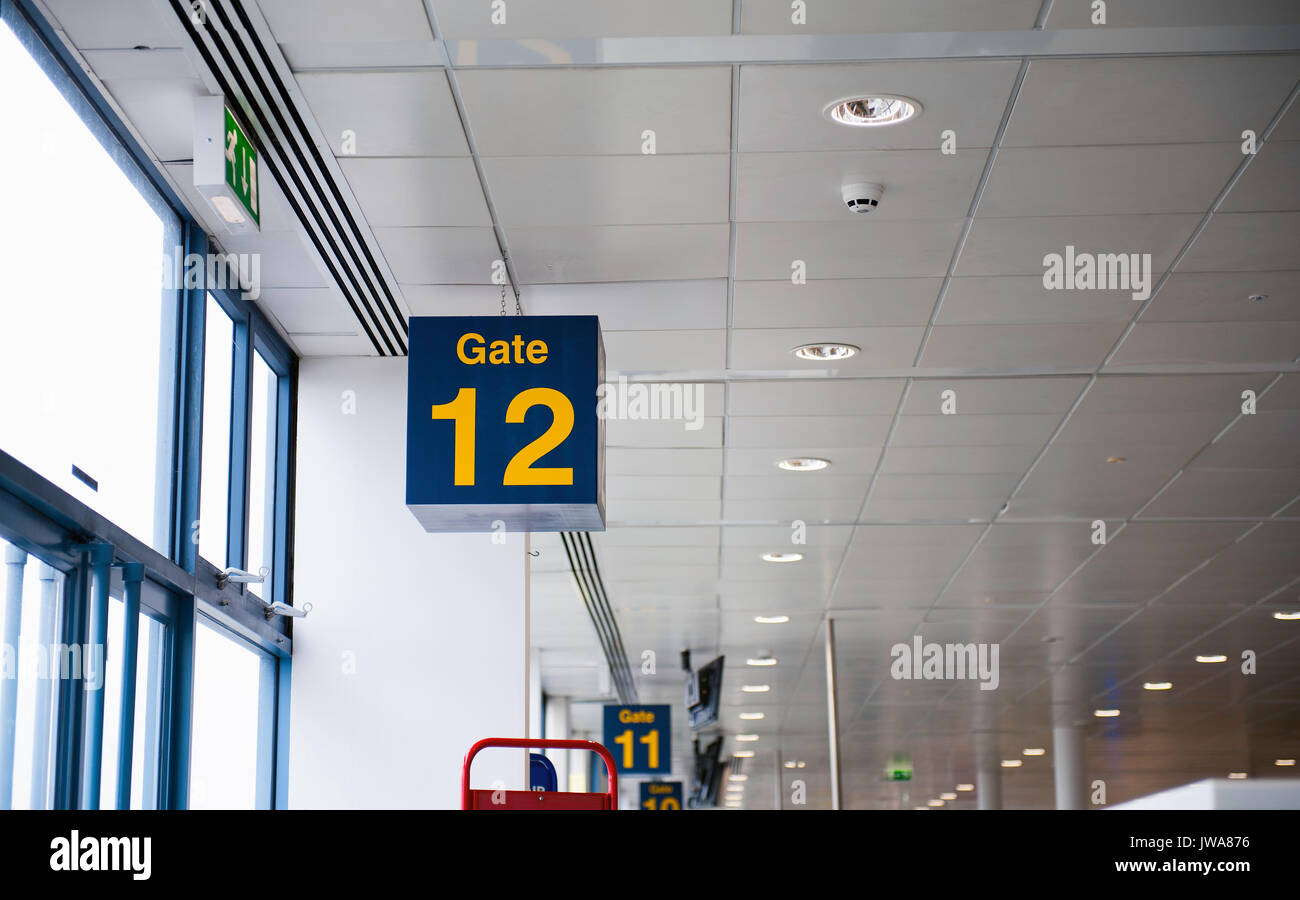 Airport Gate 12 Sign Stock Photo - Alamy