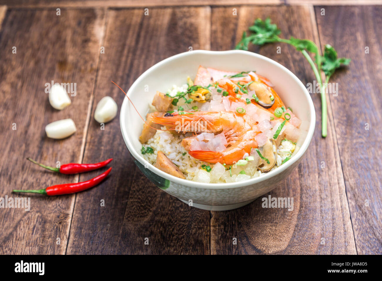 Shrimp seafood rice Stock Photo - Alamy