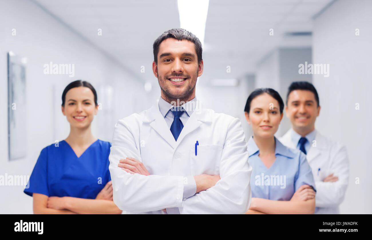 happy group of medics or doctors at hospital Stock Photo - Alamy