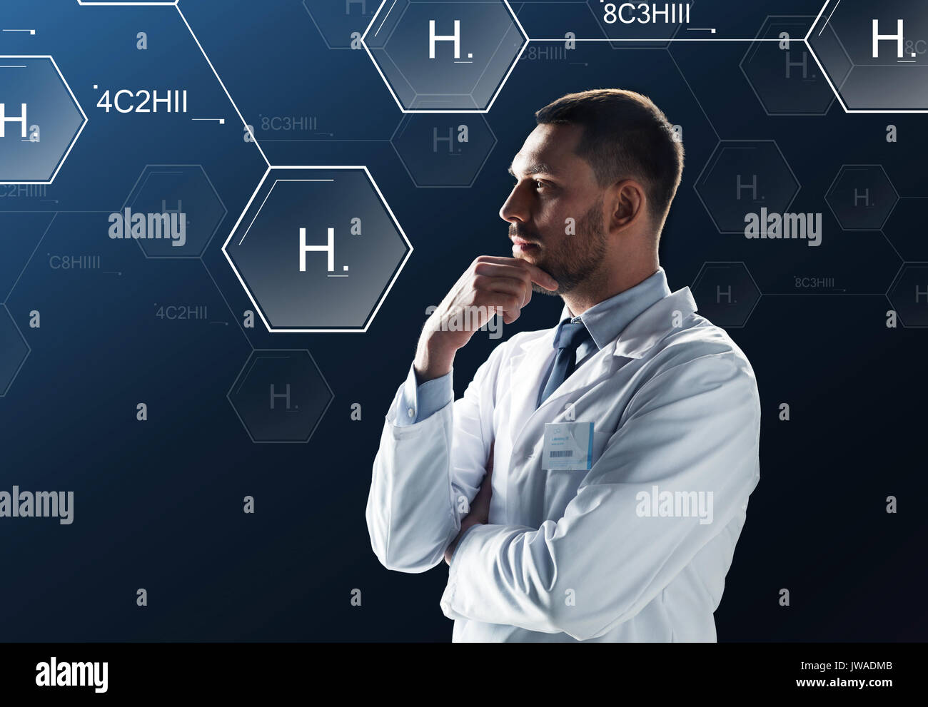 scientist virtual chemical formula projection Stock Photo - Alamy
