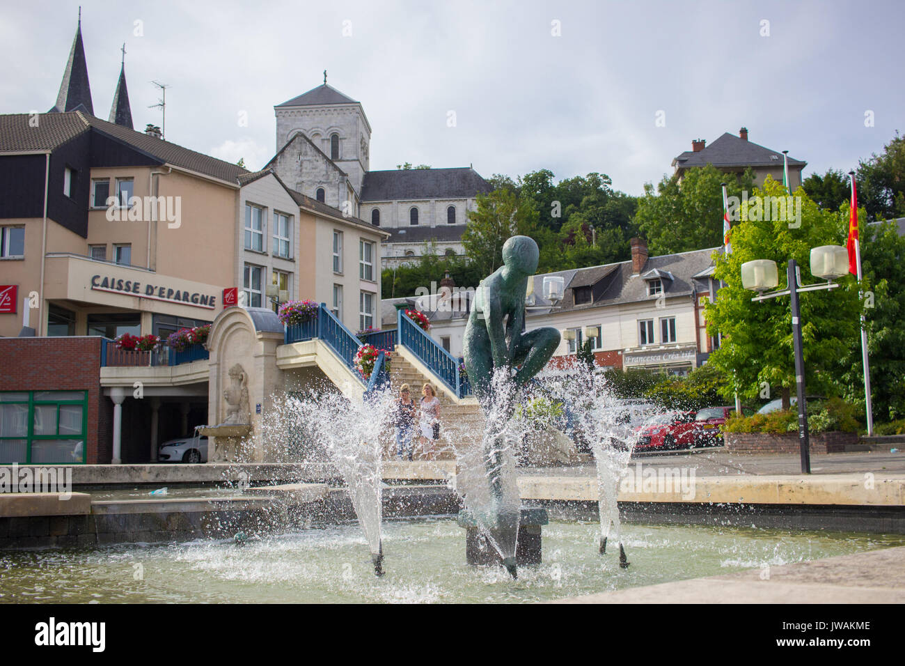 Water Fountain, Barentin, France Stock Photo - Alamy