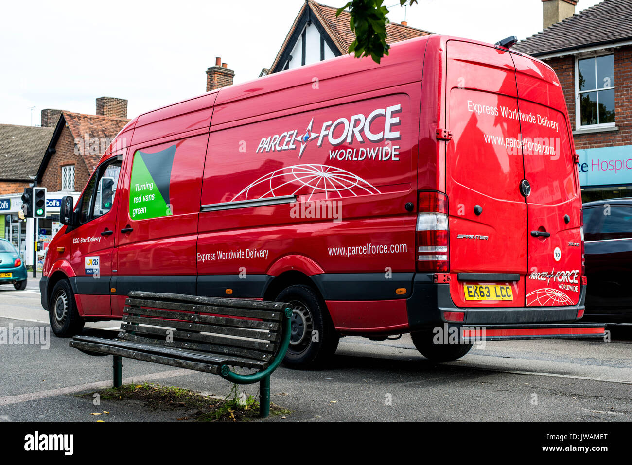 Parcel Force Delivery Van Parked on The Side of The Road On A Village ...