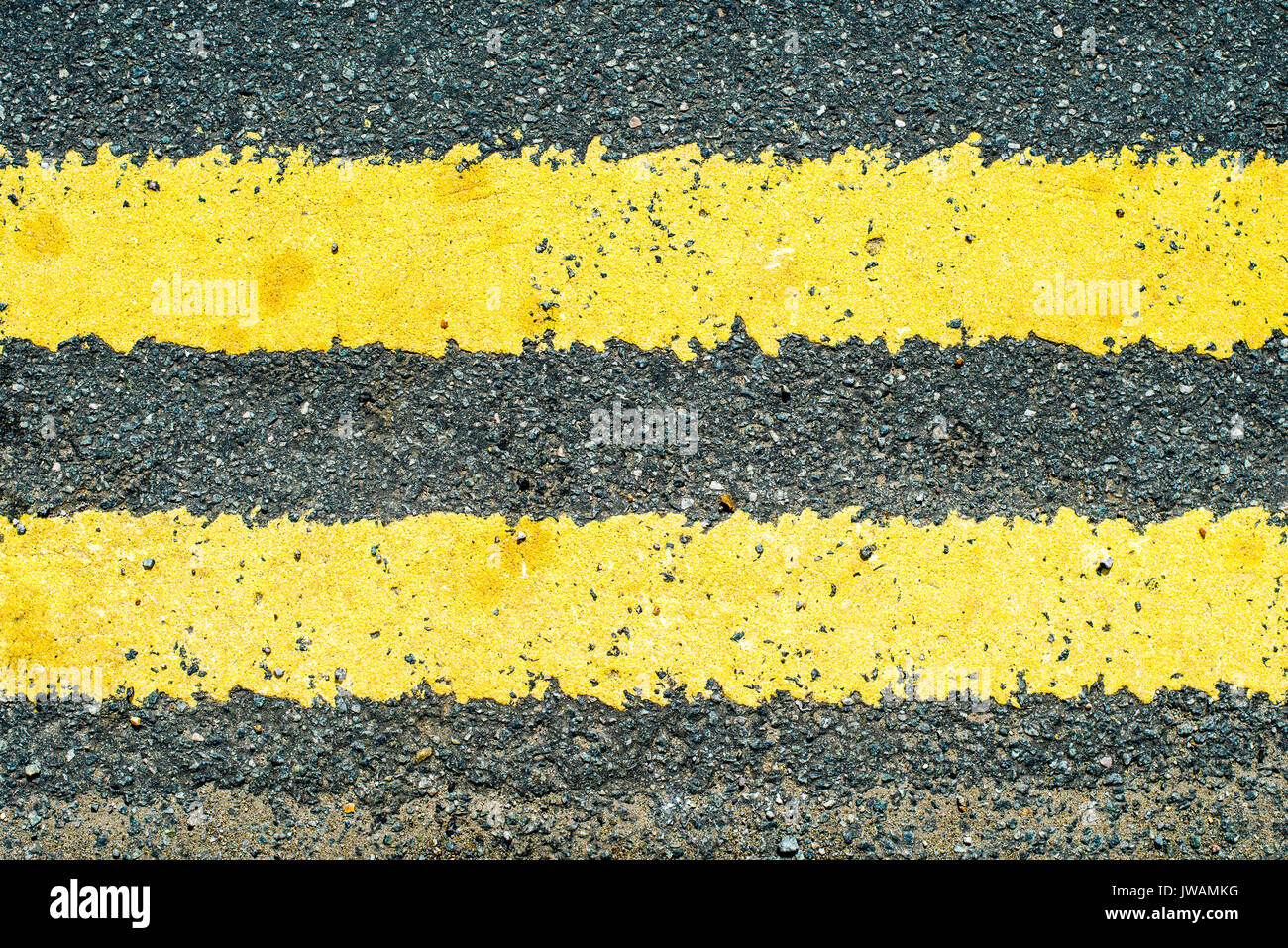 No Parking Double Yellow Lines Road Markings Stock Photo - Alamy