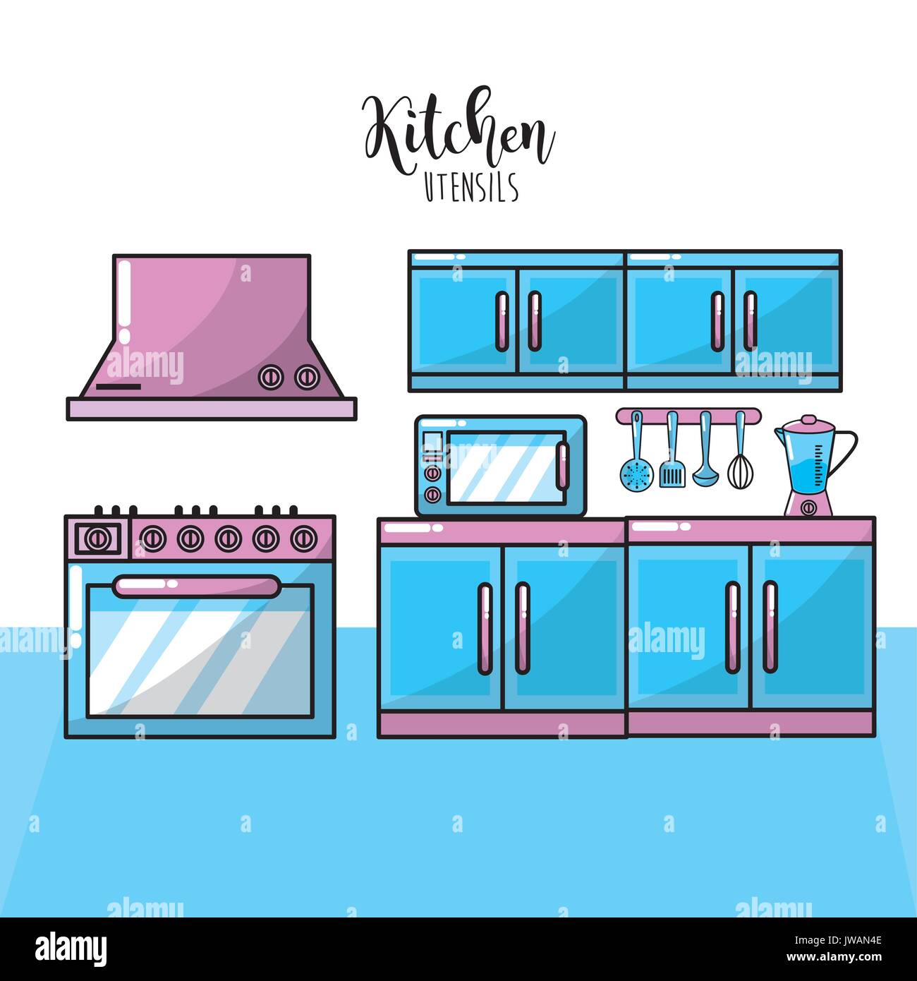 kitchen utensils traditional object element Stock Vector Image & Art ...