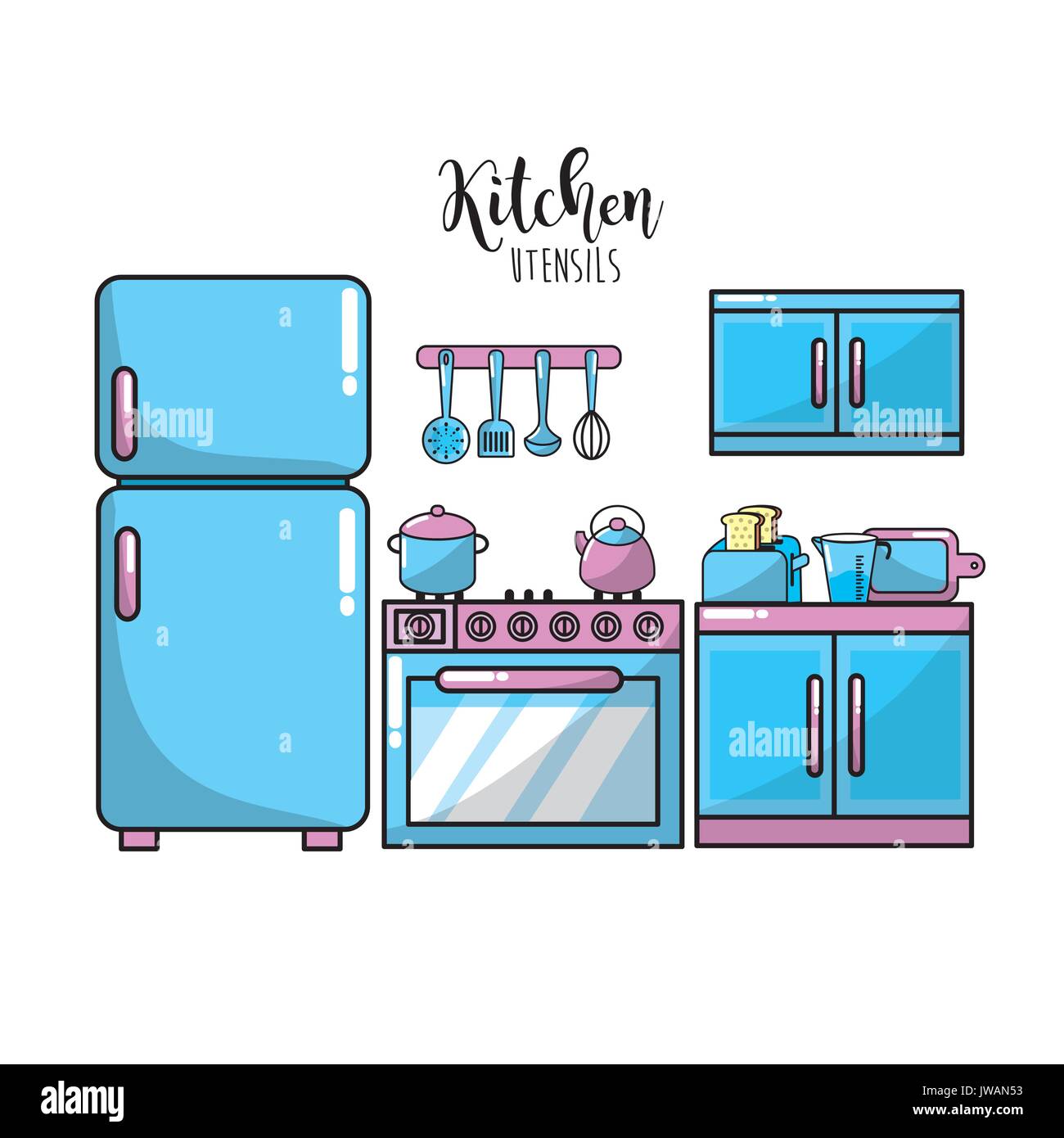 kitchen utensils traditional object element Stock Vector Image & Art ...