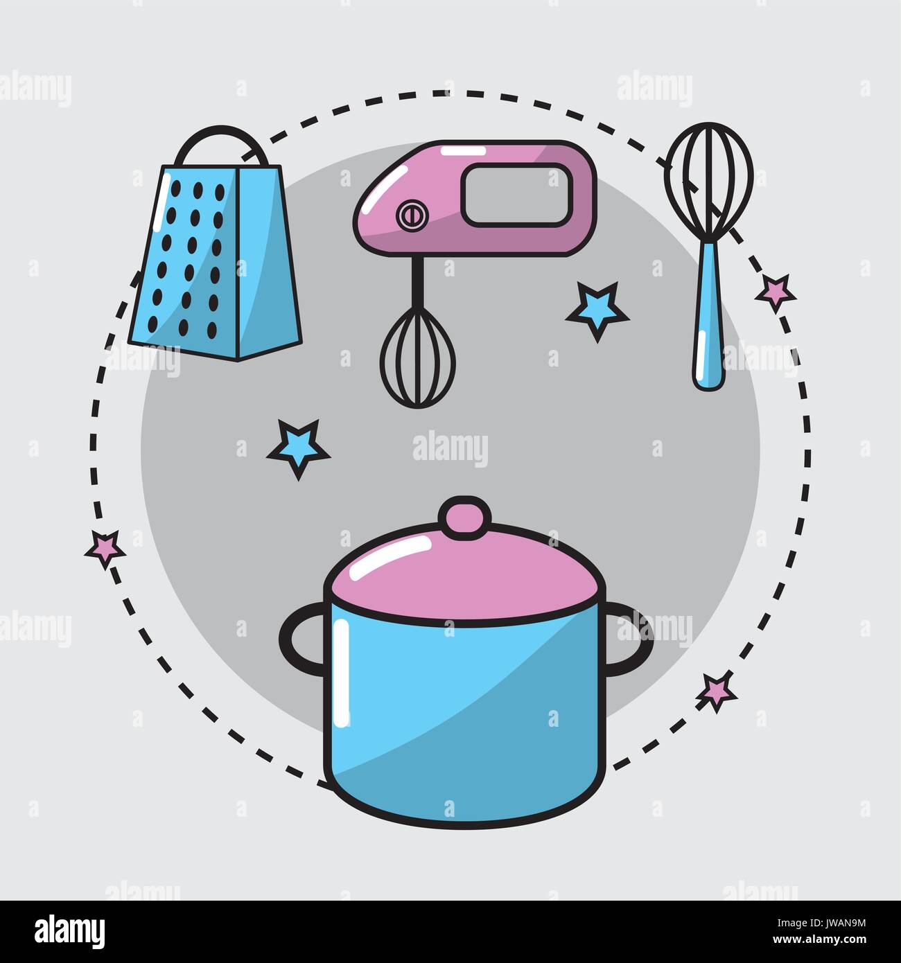 set kitchen utensils and traditional object Stock Vector Image & Art ...