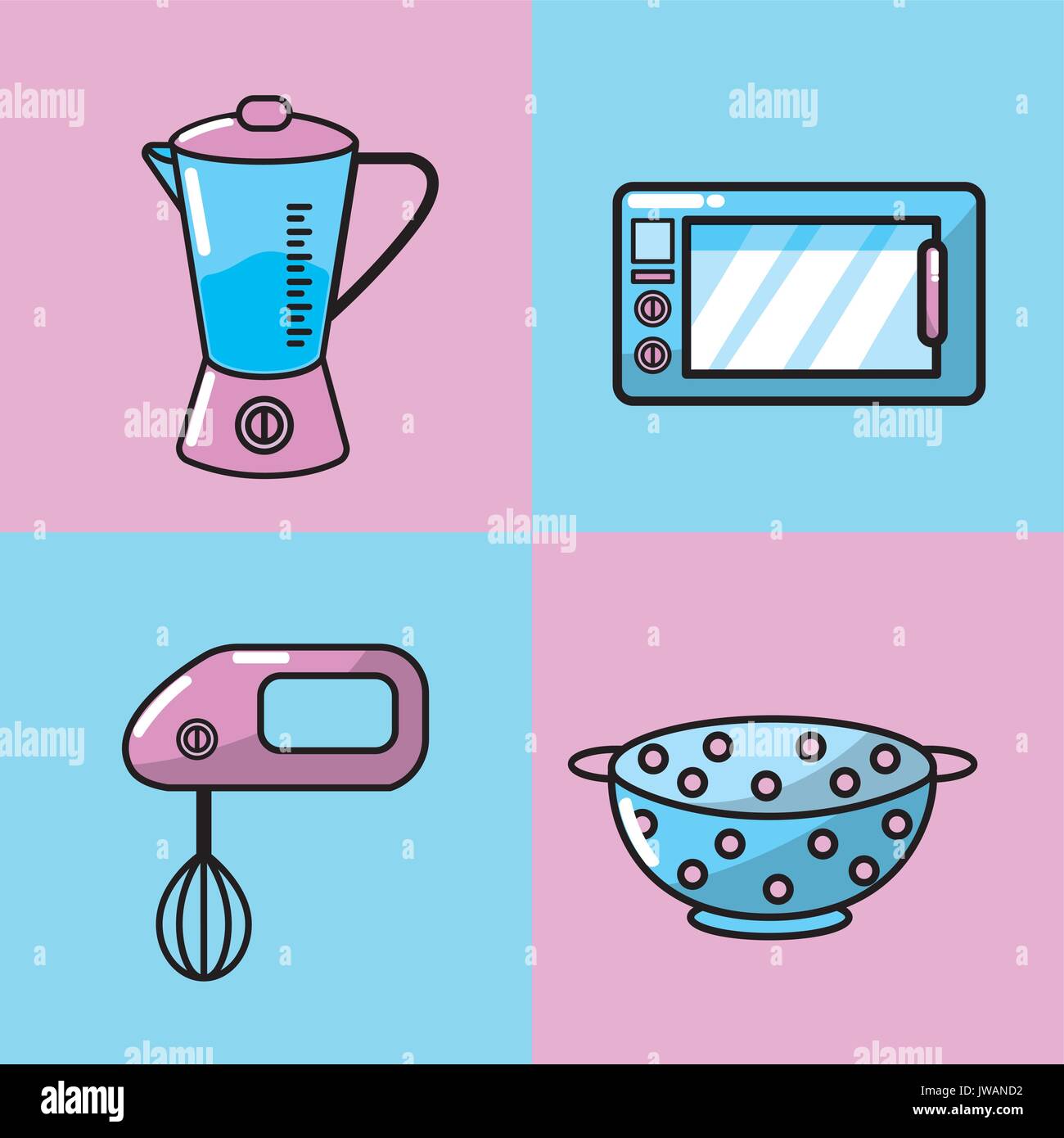 set kitchen utensils and traditional object Stock Vector Image & Art ...