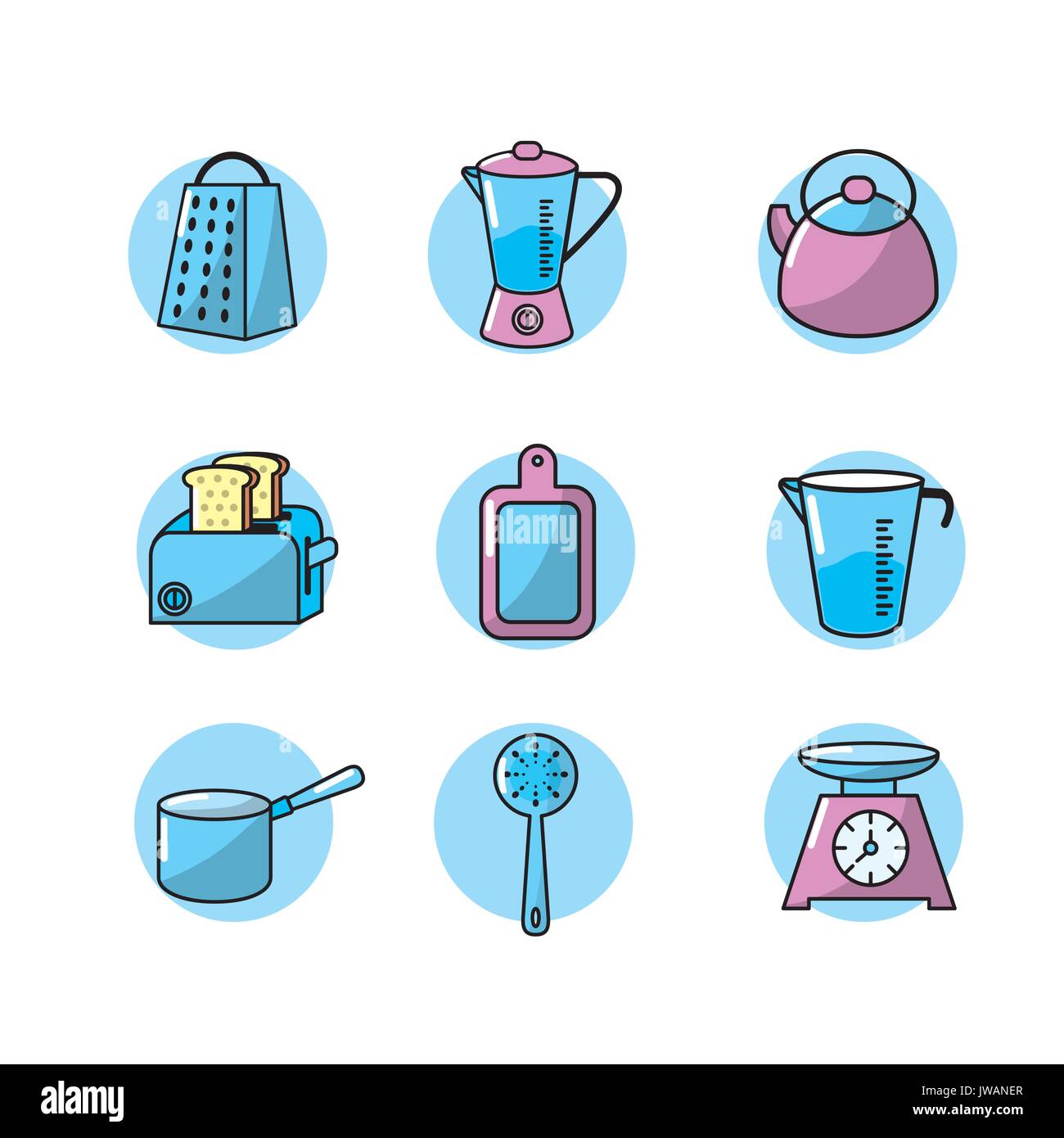 set kitchen utensils and traditional object Stock Vector Image & Art ...