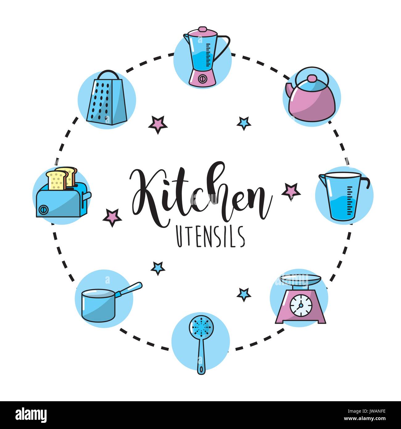 set kitchen utensils and traditional object Stock Vector Image & Art ...