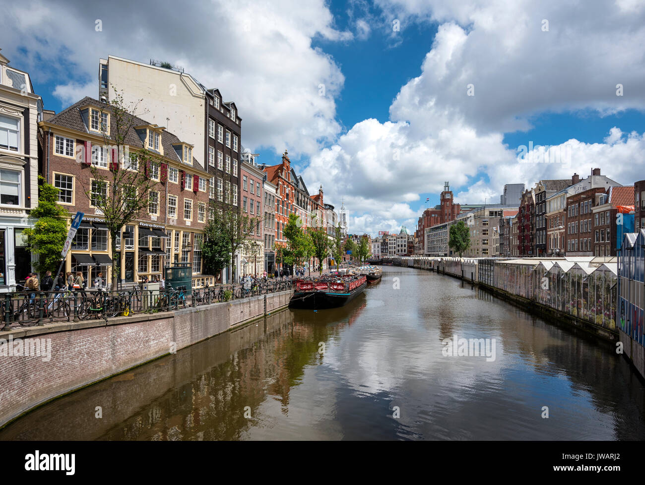 The Singelgracht at Bloomenmarkt, Amsterdam, North Holland, Netherlands ...