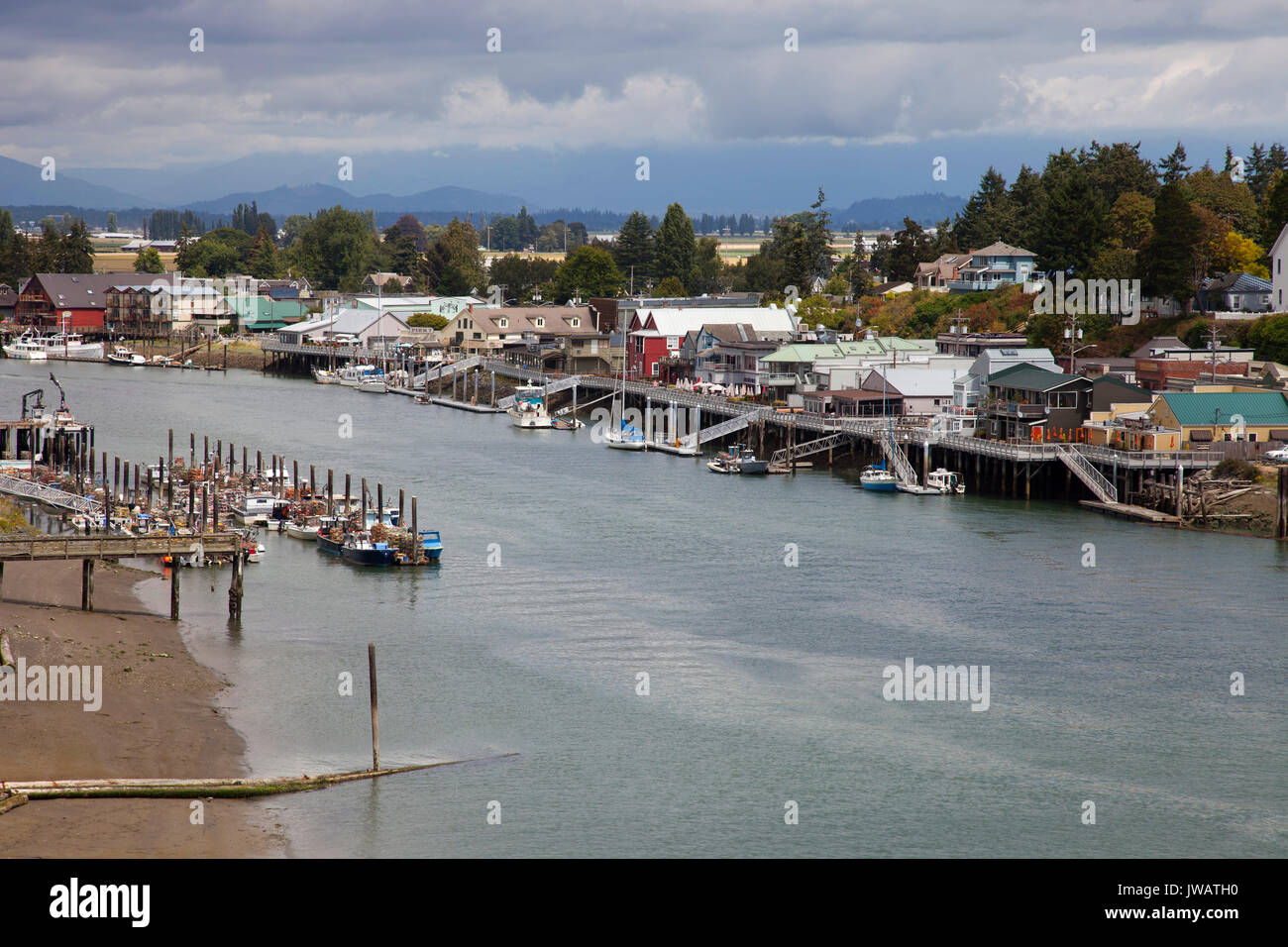 La Conner village and Swinomish Channel, State of Washington, USA ...