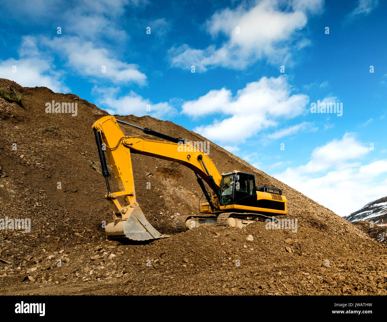 Road construction work with excavator Stock Photo - Alamy