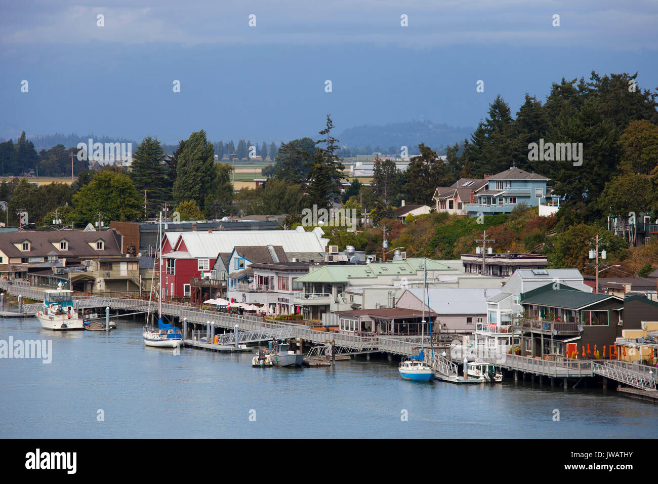 La Conner village and Swinomish Channel, State of Washington, USA ...
