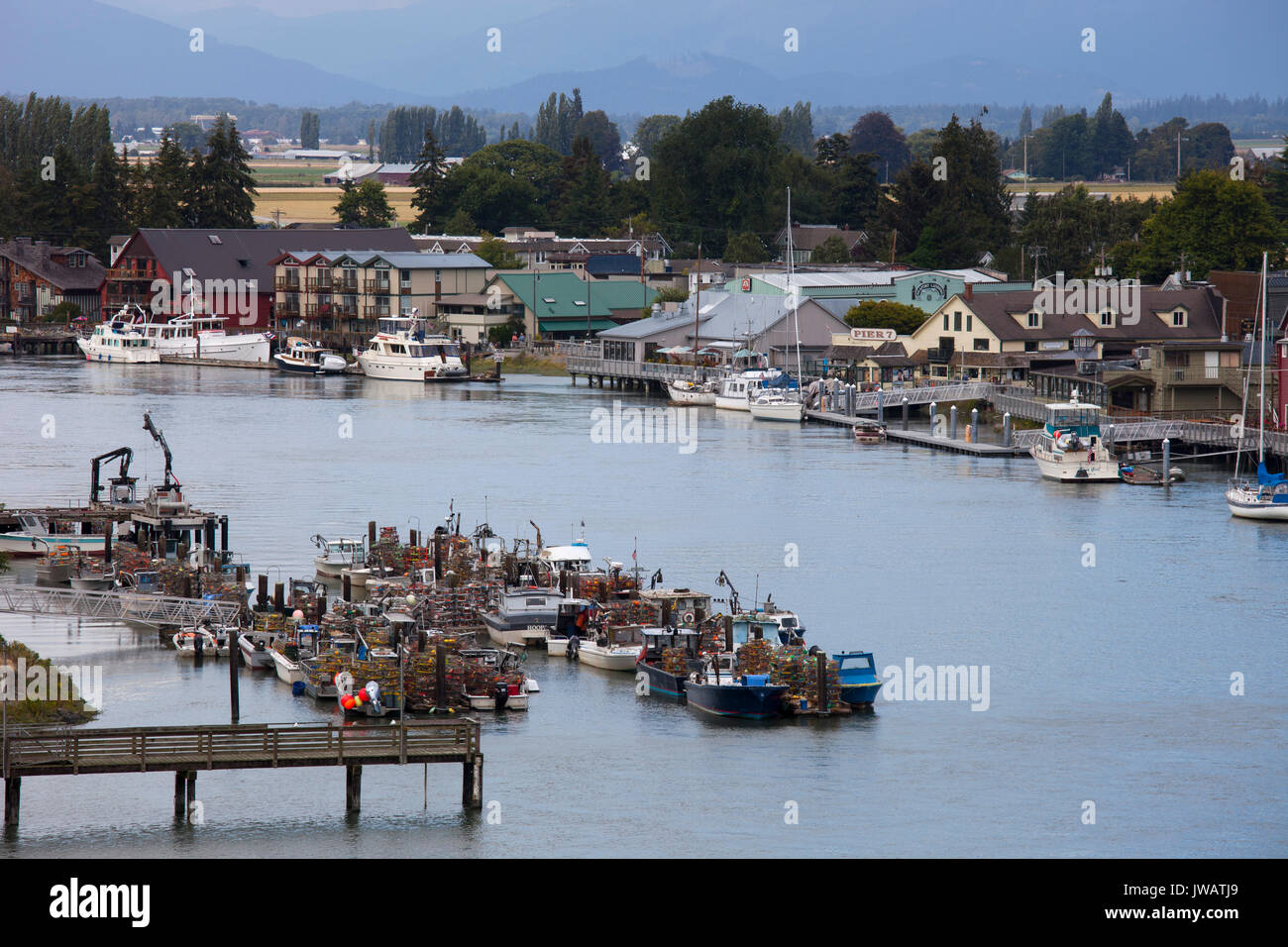 La Conner village and Swinomish Channel, State of Washington, USA ...