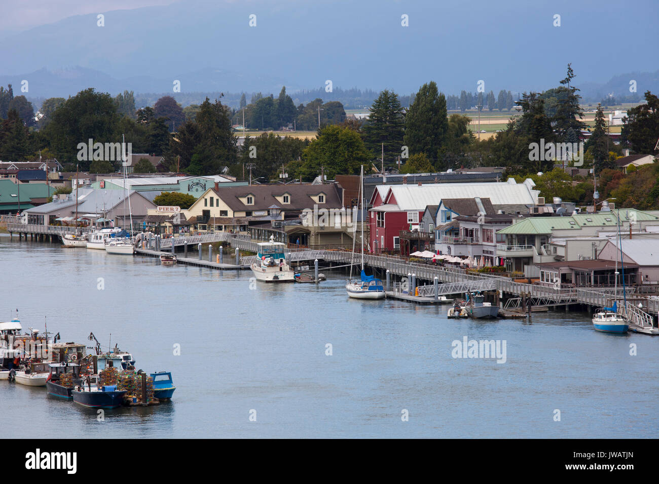 La Conner village and Swinomish Channel, State of Washington, USA ...