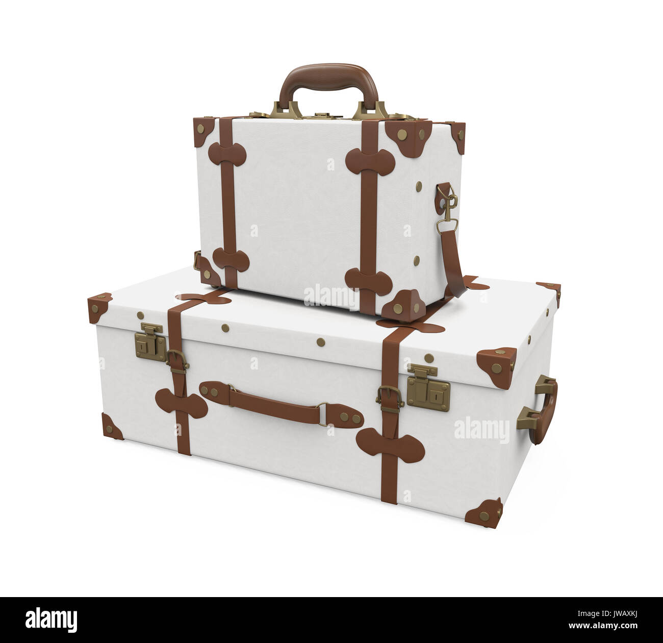 Pile of Vintage Suitcases Isolated Stock Photo - Alamy