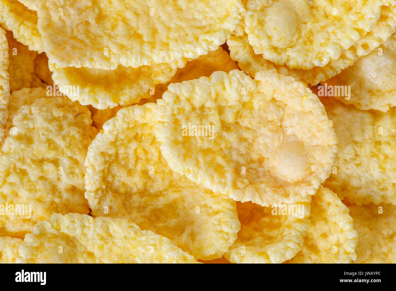 small heap of cornflakes, extreme closeup, macro, suitable as ...