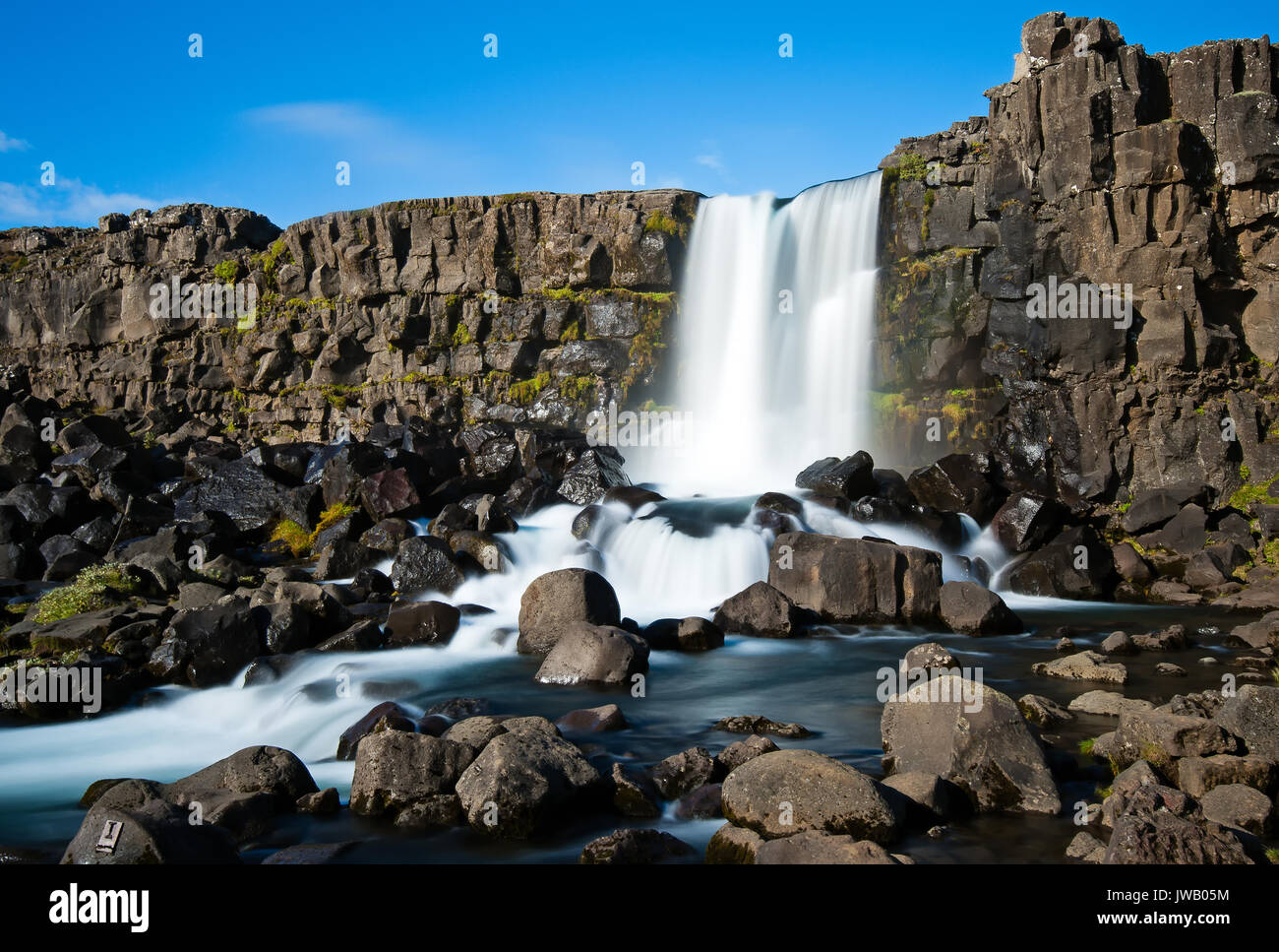 Oxararfoss waterfall in Thingvellir National Park, Iceland Stock Photo ...