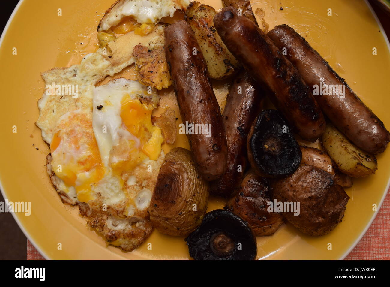 Full English Breakfast With Two Eggs And A Sausage High Resolution ...