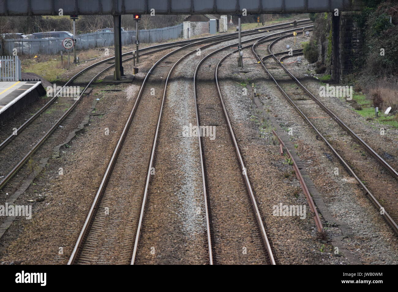 Long train tracks Stock Photo - Alamy