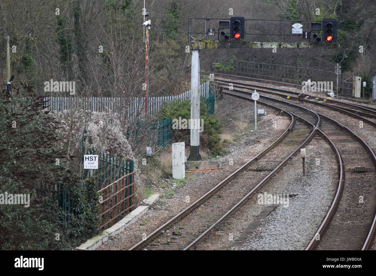 Long train tracks Stock Photo - Alamy