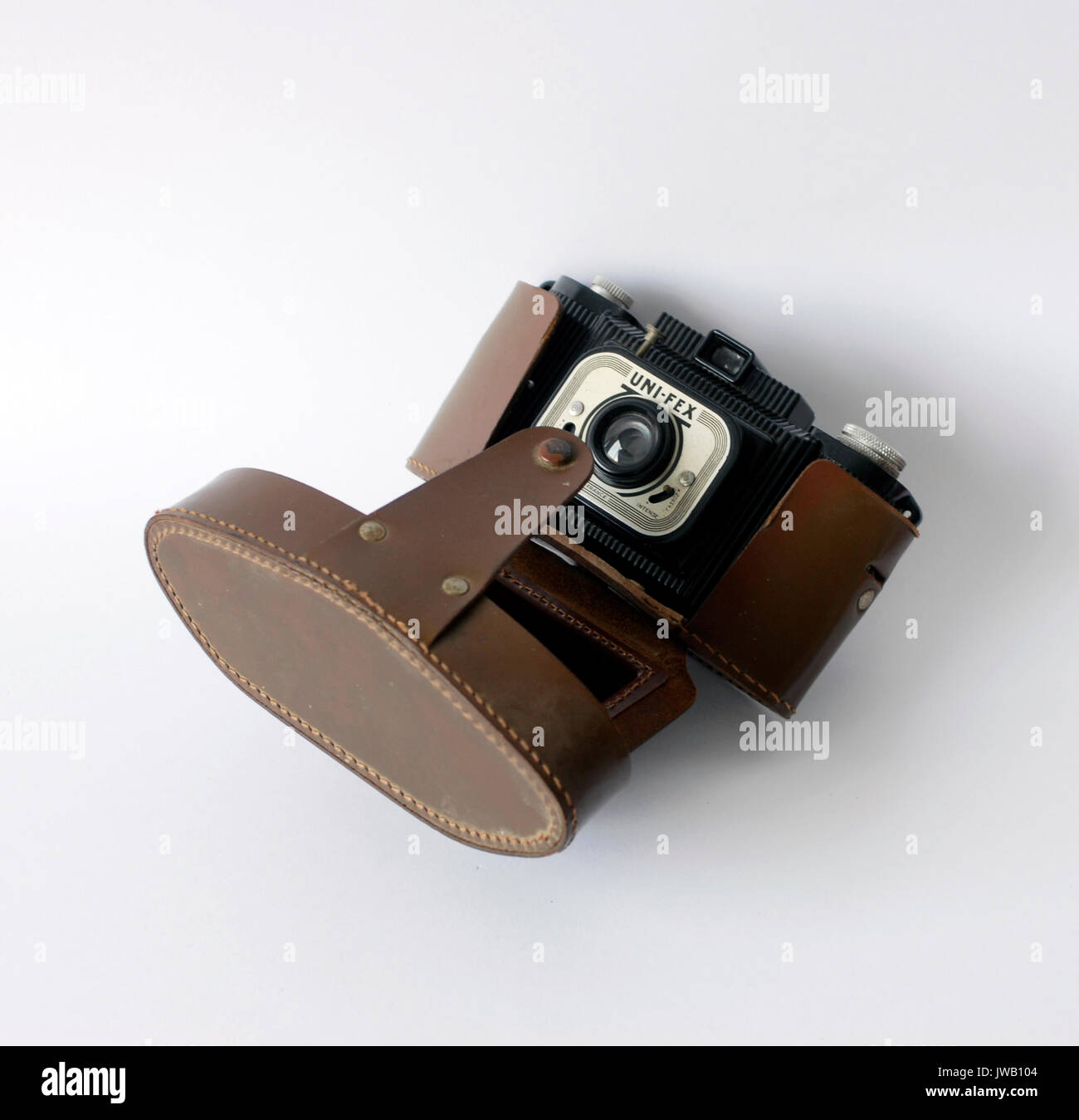 Old Bakelite camera with leather case Stock Photo - Alamy