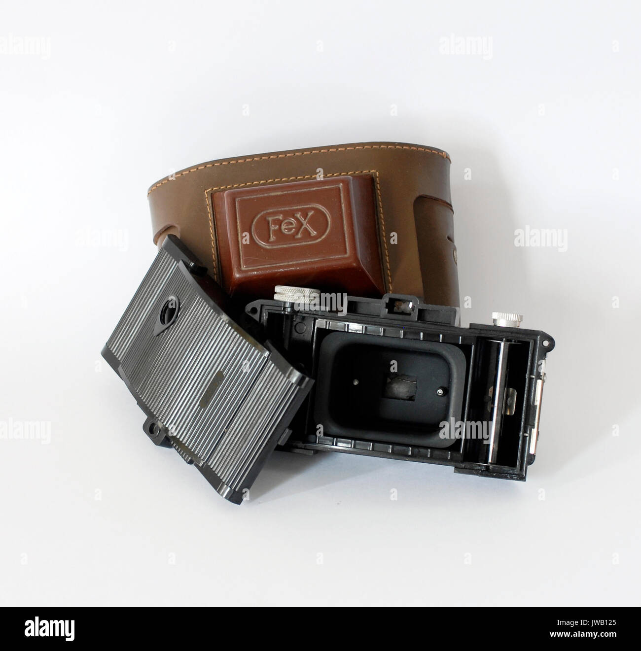 Old Bakelite camera with leather case Stock Photo - Alamy