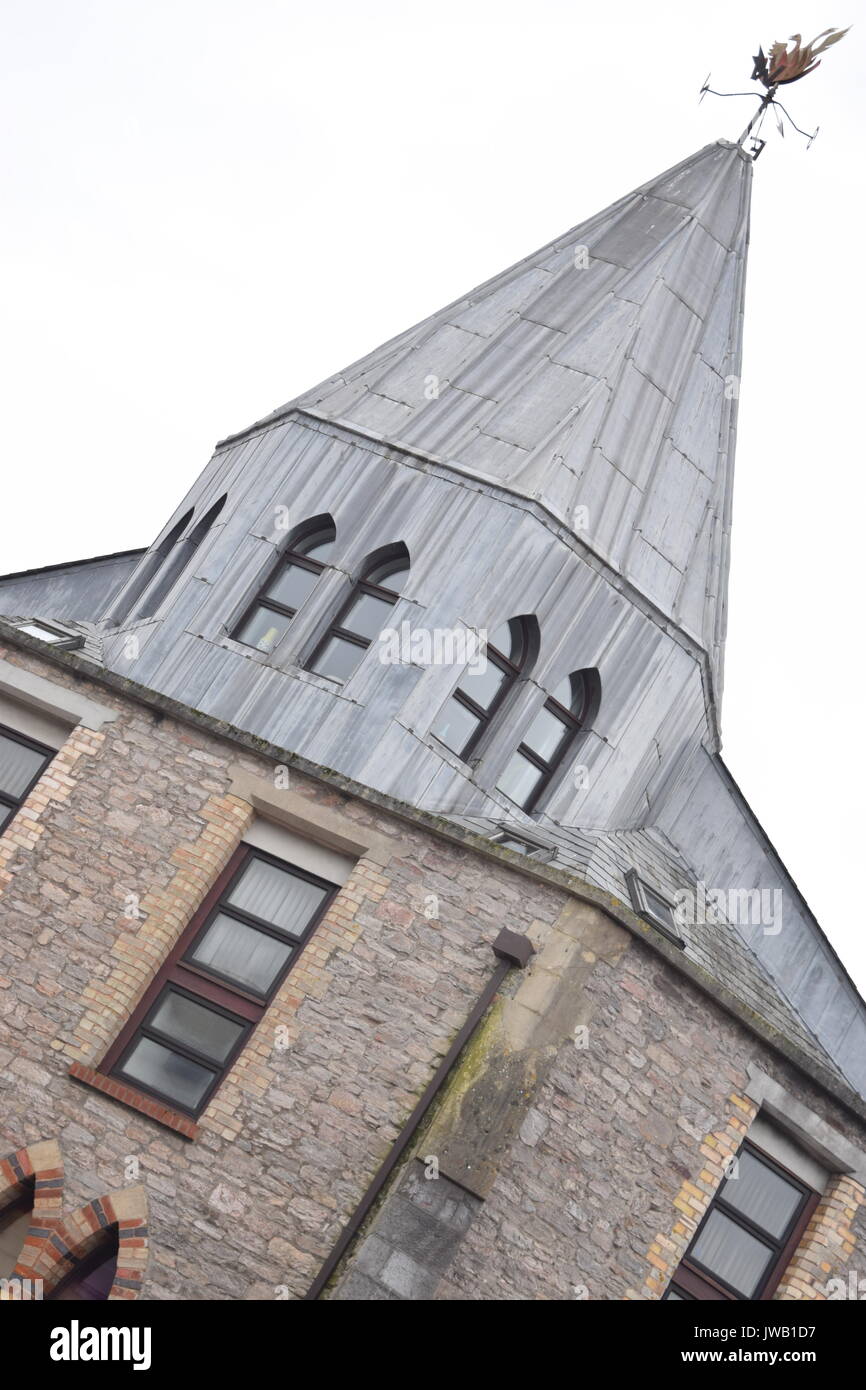 Top of a tall church building Stock Photo - Alamy