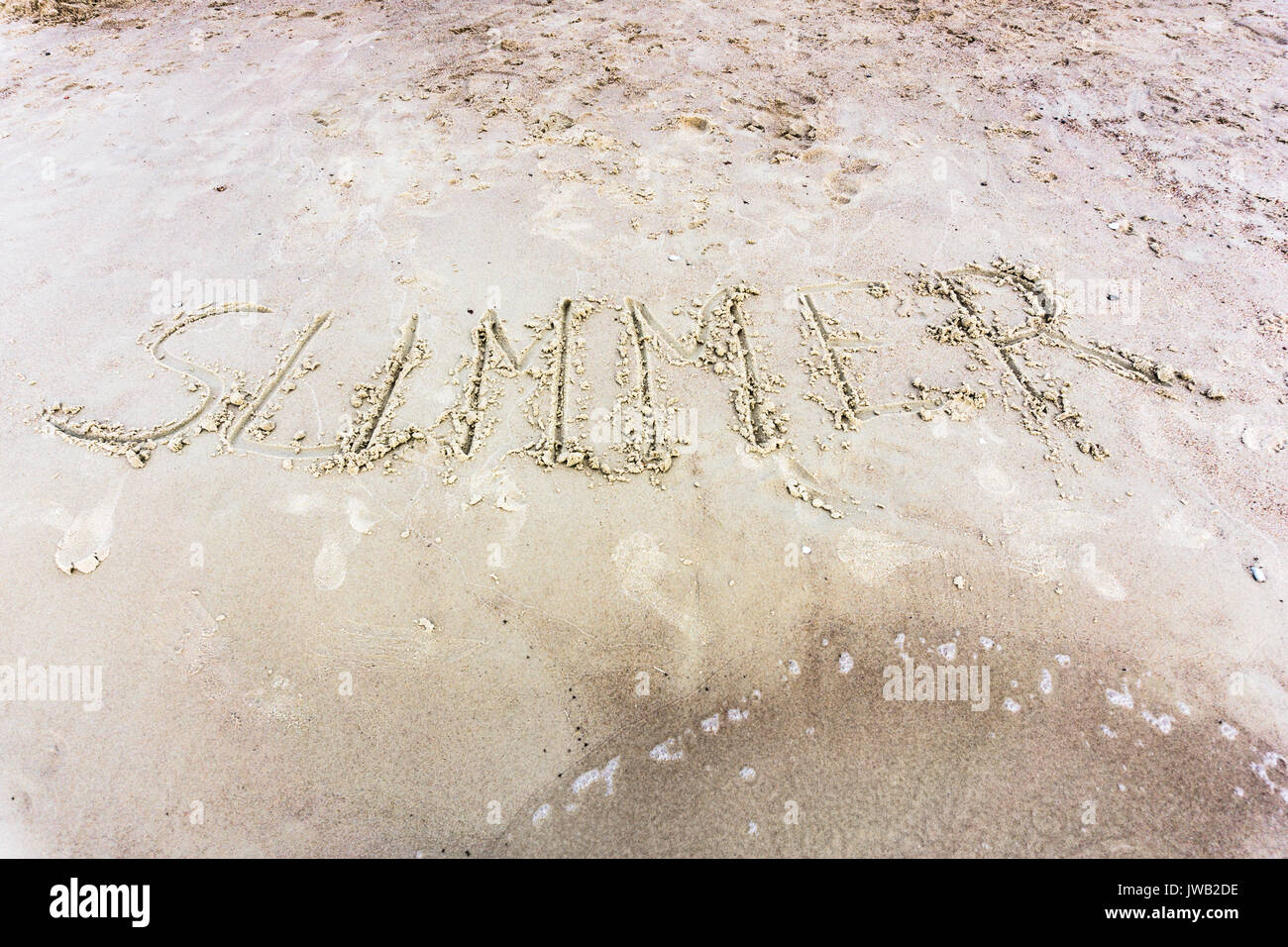 Summer written in the sand hi-res stock photography and images - Alamy