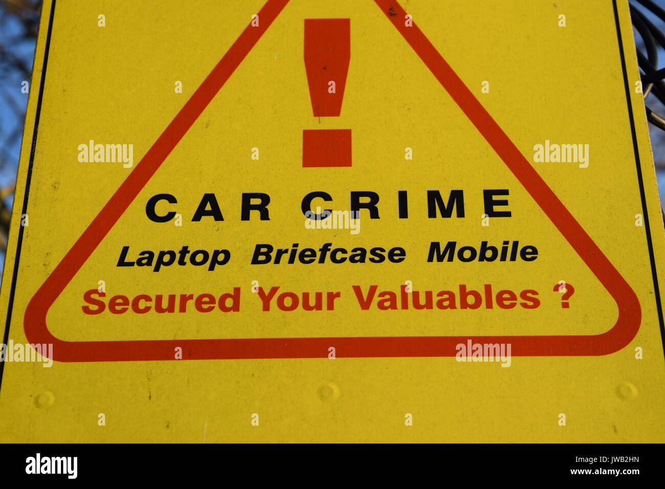 Car crime sign Stock Photo - Alamy