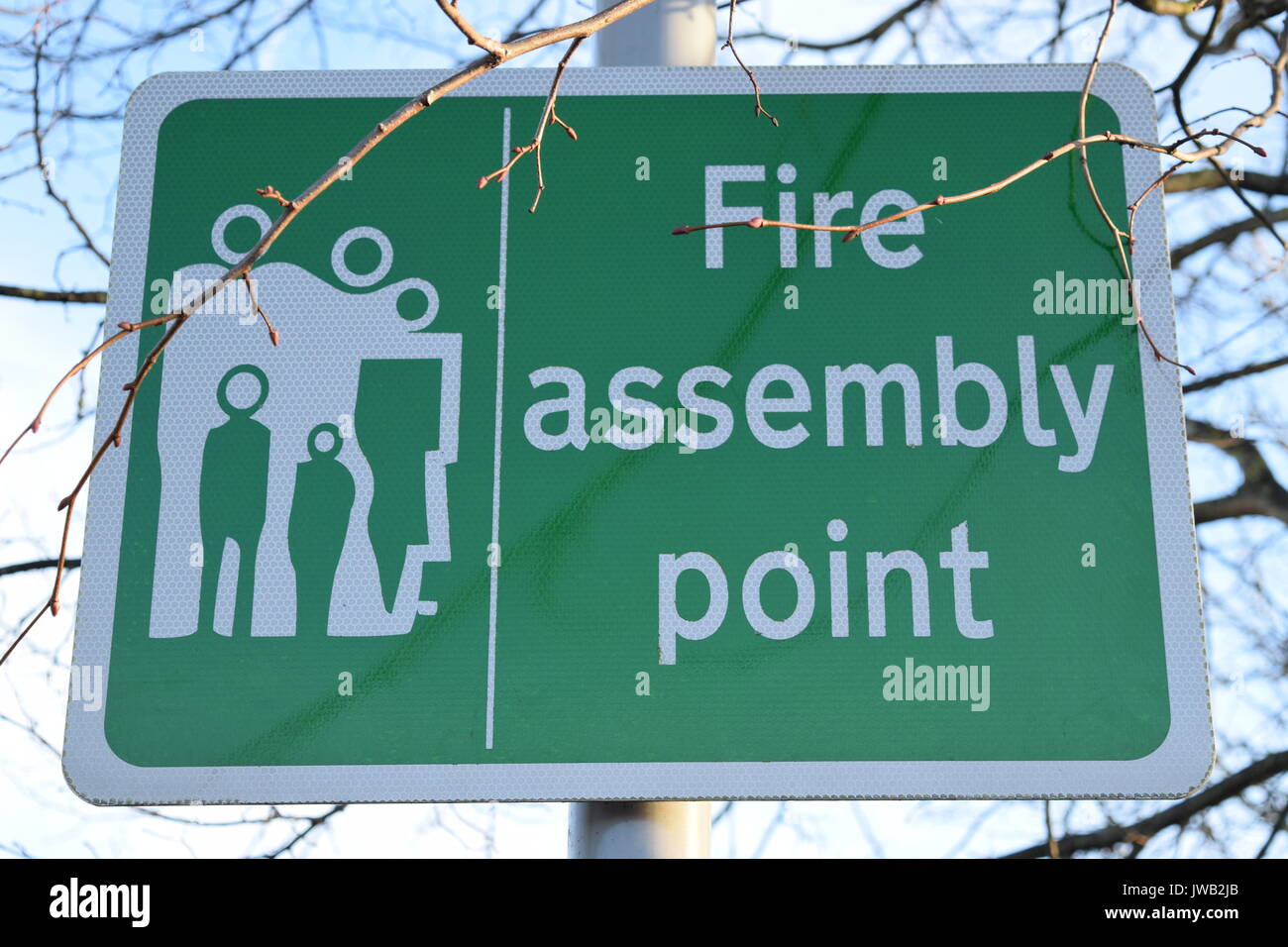 Fire assembly point sign Stock Photo - Alamy