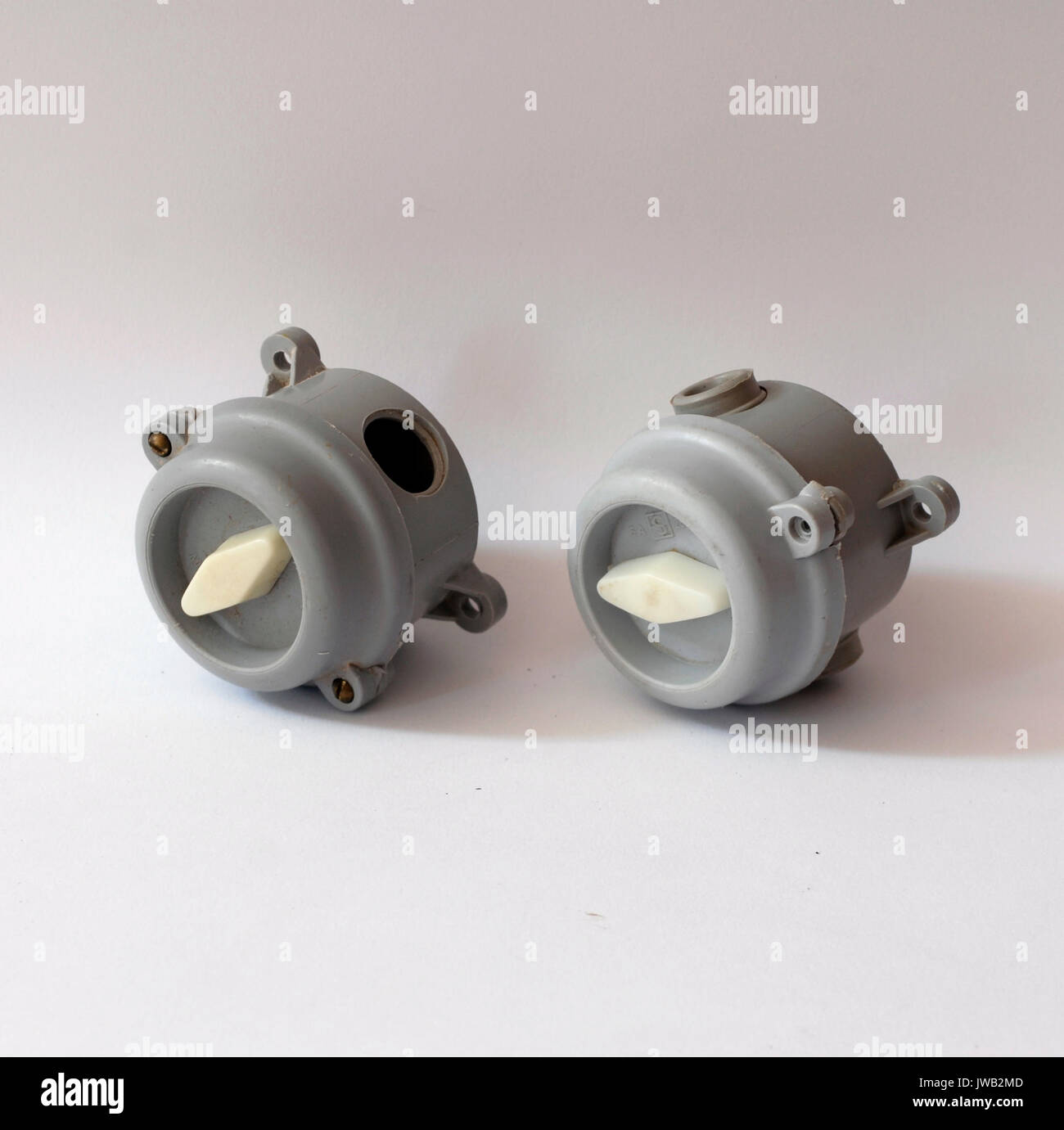 Pair of vintage plastic outdoor rotary switches Stock Photo - Alamy