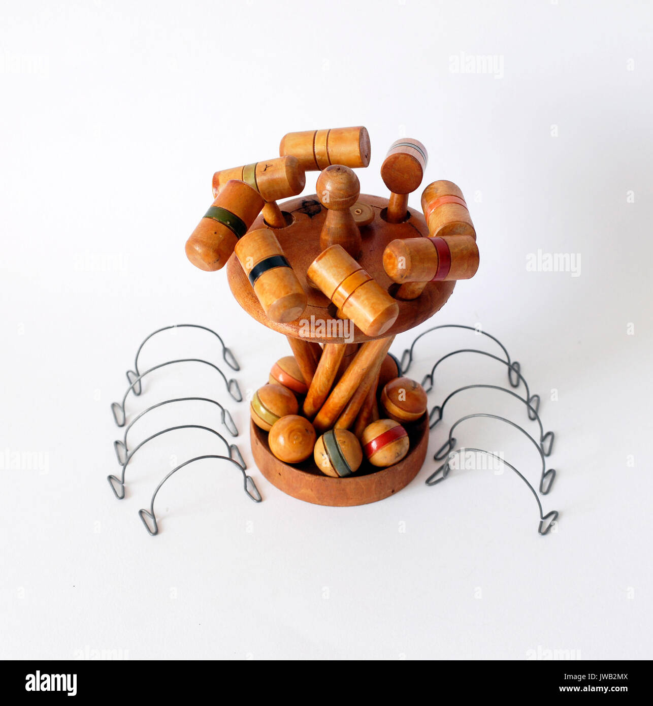 Vintage mini Croquet game set, make by wood, with sticks and ball ...