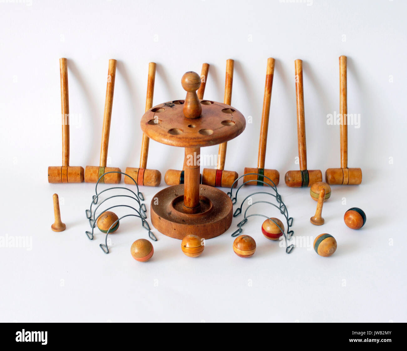 Vintage mini Croquet game set, make by wood, with sticks and ball ...