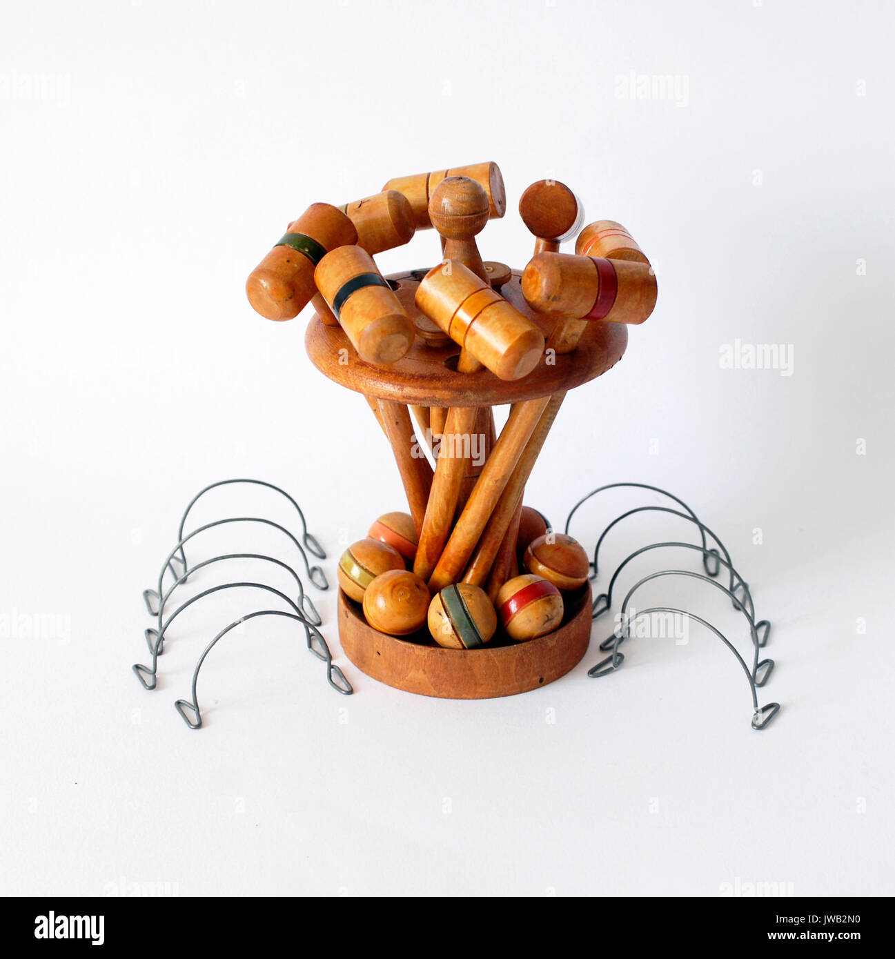 Vintage mini Croquet game set, make by wood, with sticks and ball ...