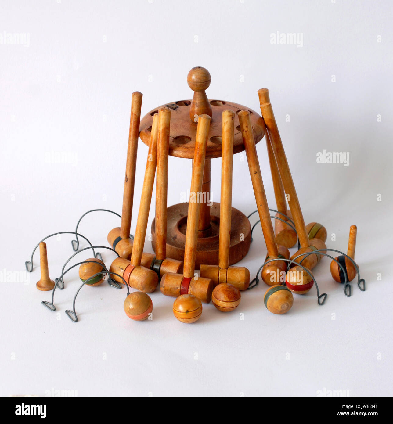 Vintage mini Croquet game set, make by wood, with sticks and ball ...