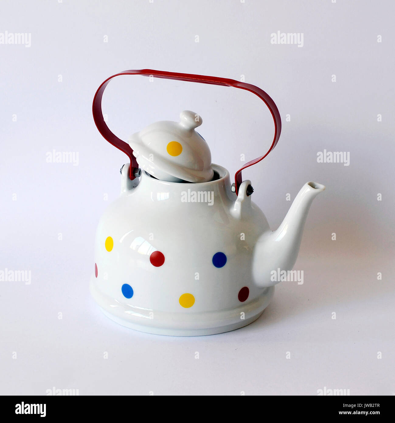 Vintage teapot white with moles. Object for collectors or decoration ...