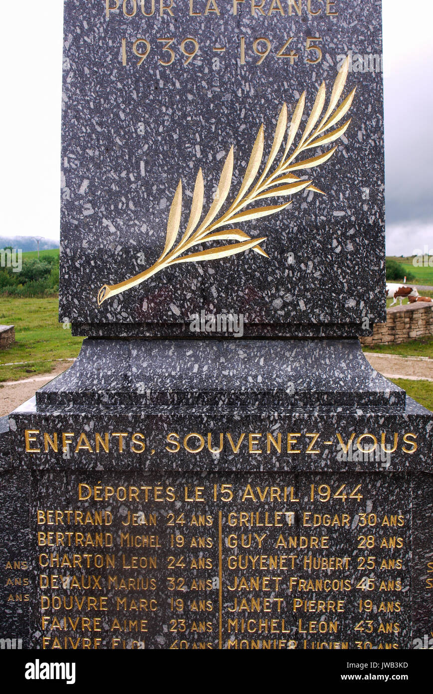 War Memorial in L'Abbaye-en-Grandvaux, Franche-Comté, Jura (France ...