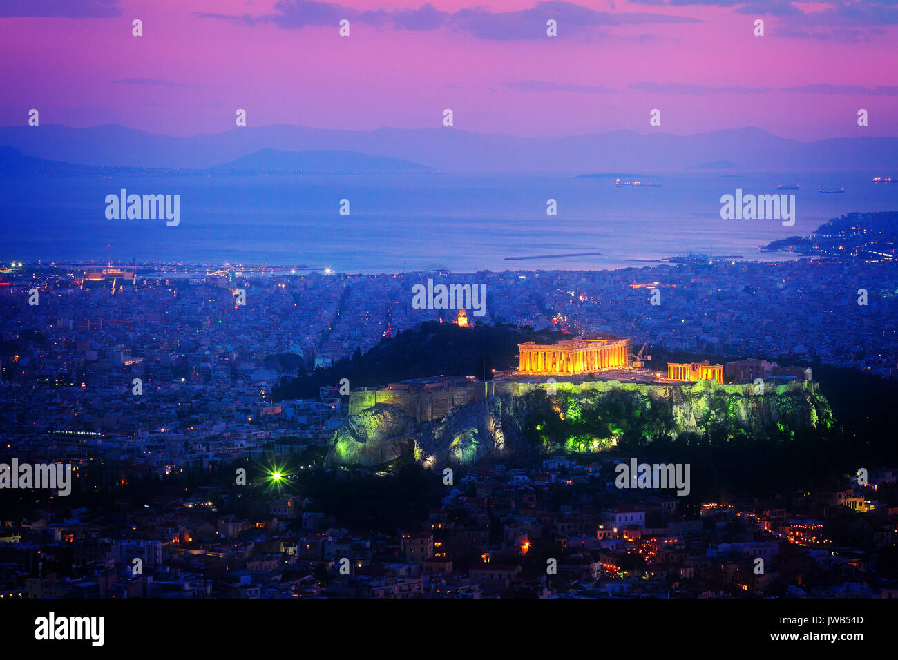 cityscape of Athens at night, Greece Stock Photo - Alamy