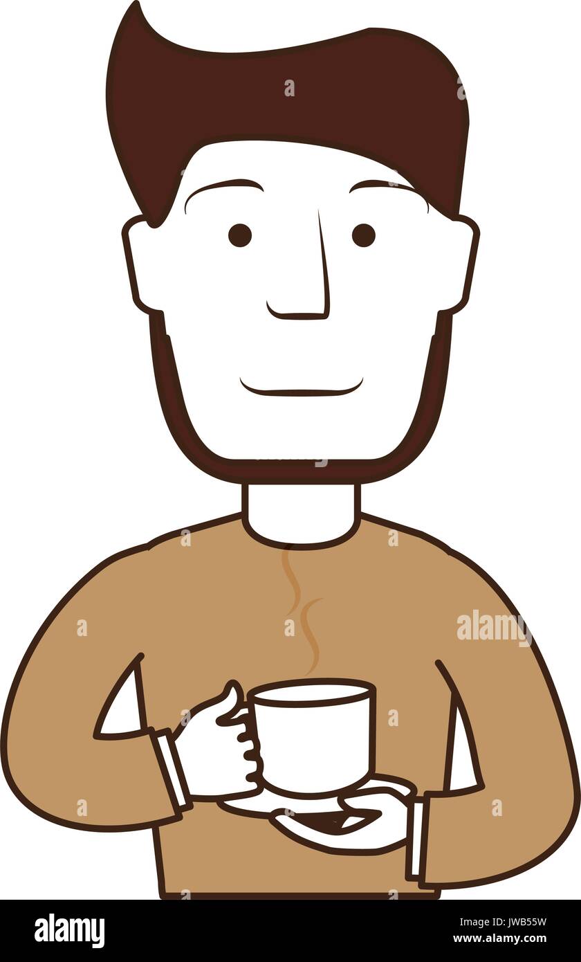 man drinking coffee avatar vector illustration design Stock Vector ...