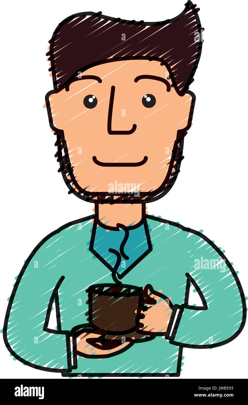 man drinking coffee avatar vector illustration design Stock Vector ...