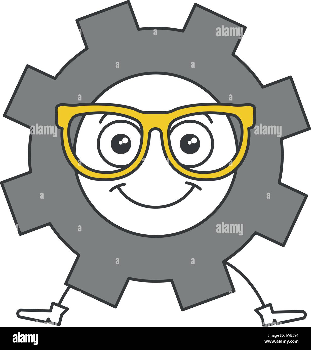 gear machine with glasses kawaii character vector illustration design ...