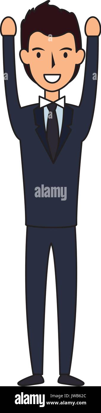 elegant businessman with hands up avatar character vector illustration ...