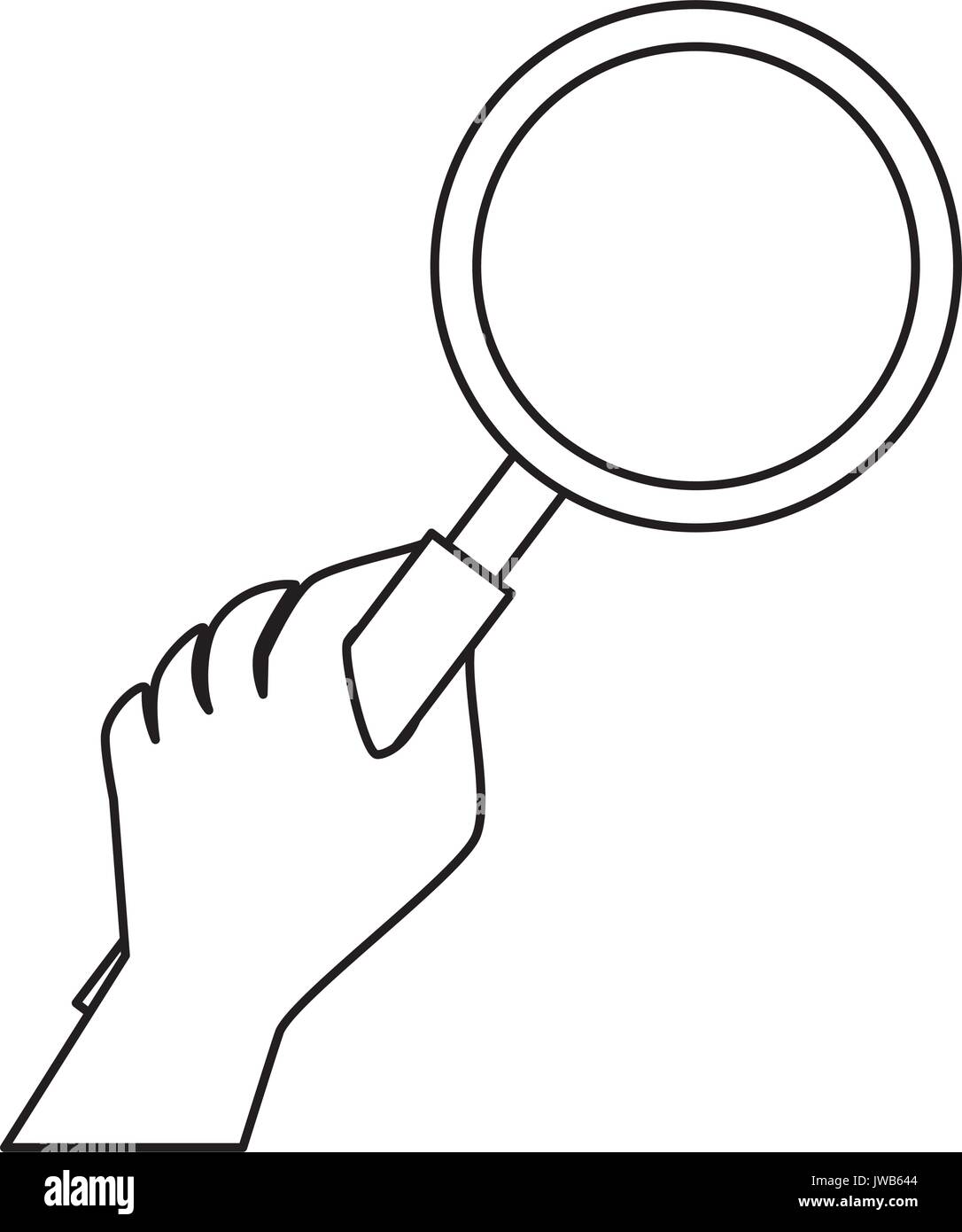 hand human with magnifying glass isolated icon vector illustration ...