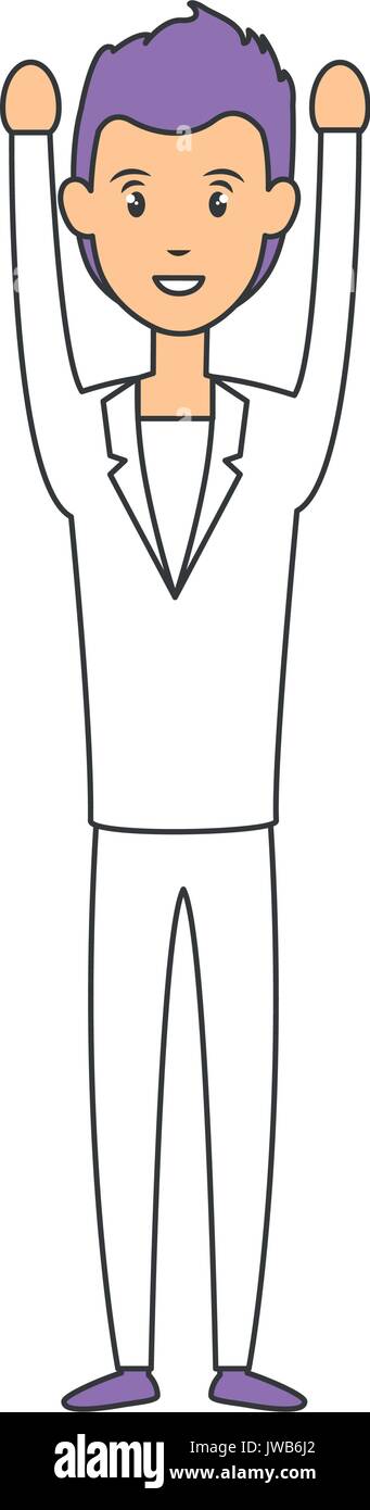 elegant businessman with hands up avatar character vector illustration ...