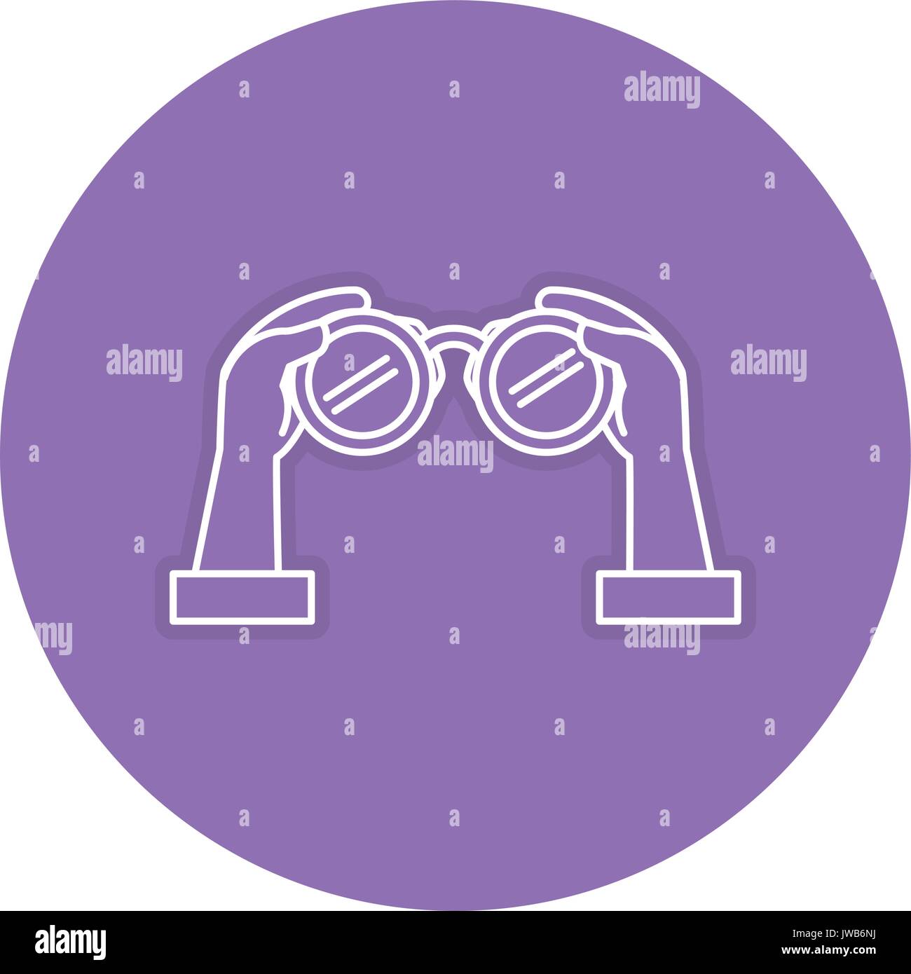 hands human with binoculars device isolated icon vector illustration ...