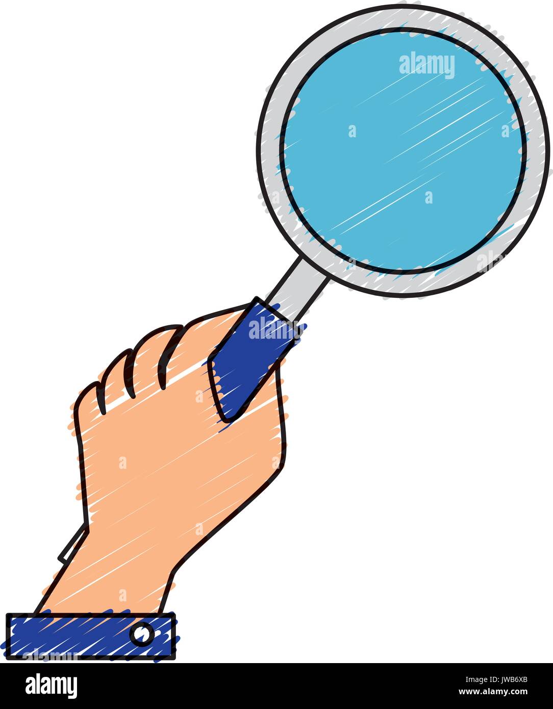 hand human with magnifying glass isolated icon vector illustration ...
