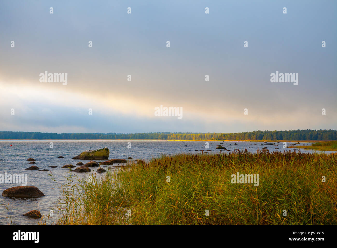 Coast of the Baltic Sea. Beautiful summer view with changeable weather ...