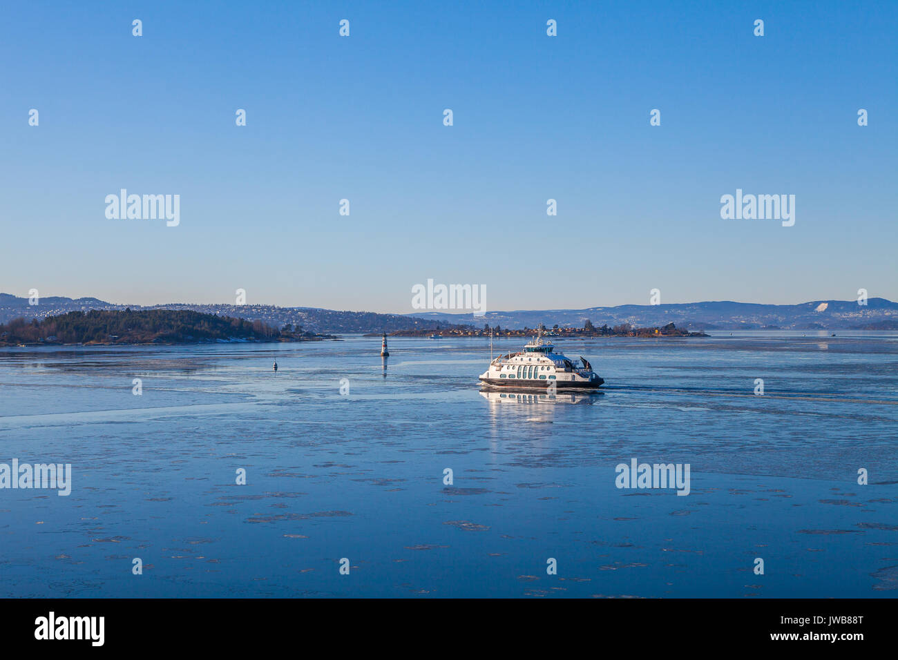 OSLO, NORWAY - 27 FEB 2016. White cruise ship in Oslo bay Stock Photo ...