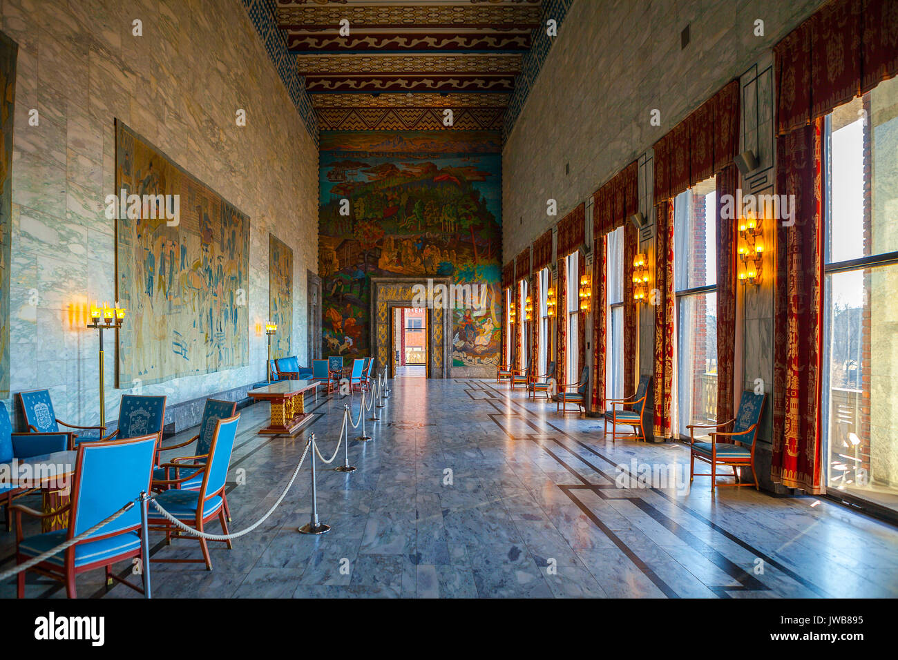 Oslo city hall mural hi-res stock photography and images - Alamy